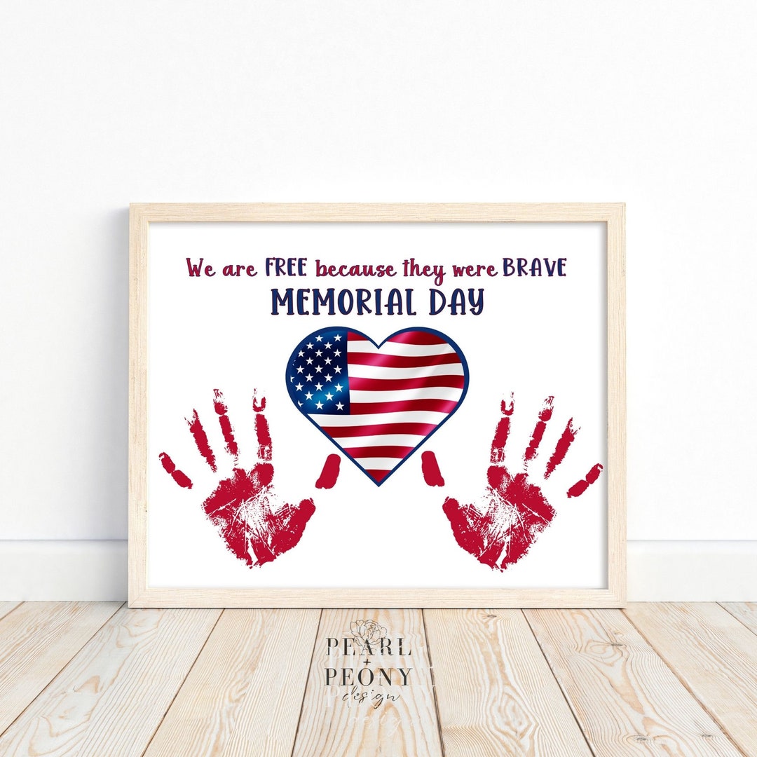 PRINTABLE Memorial Day Handprint Art Craft for Kids, Memorial Day ...