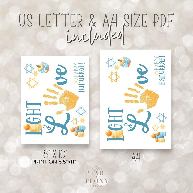 PRINTABLE Hanukkah Handprint Art Craft, DIY Light & Love Holiday Card ...