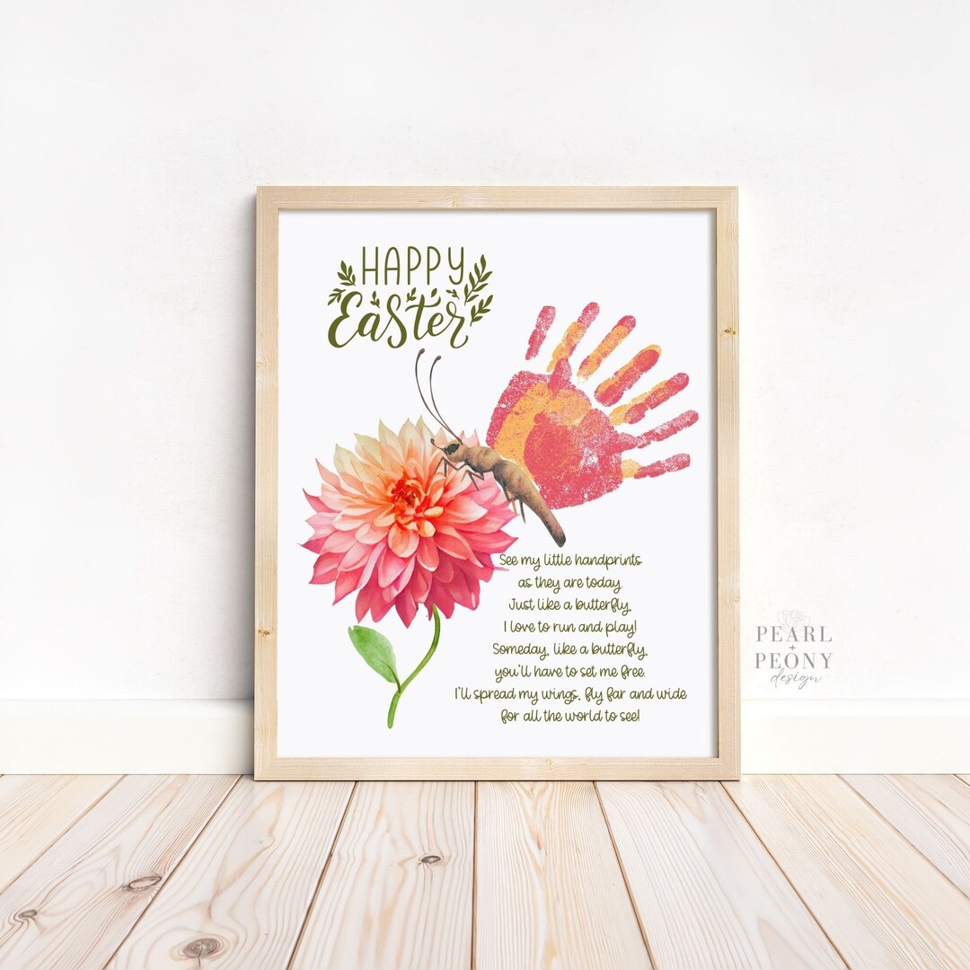 PRINTABLE Easter Handprint Art Craft for Kids, Butterfly Poem Keepsake ...