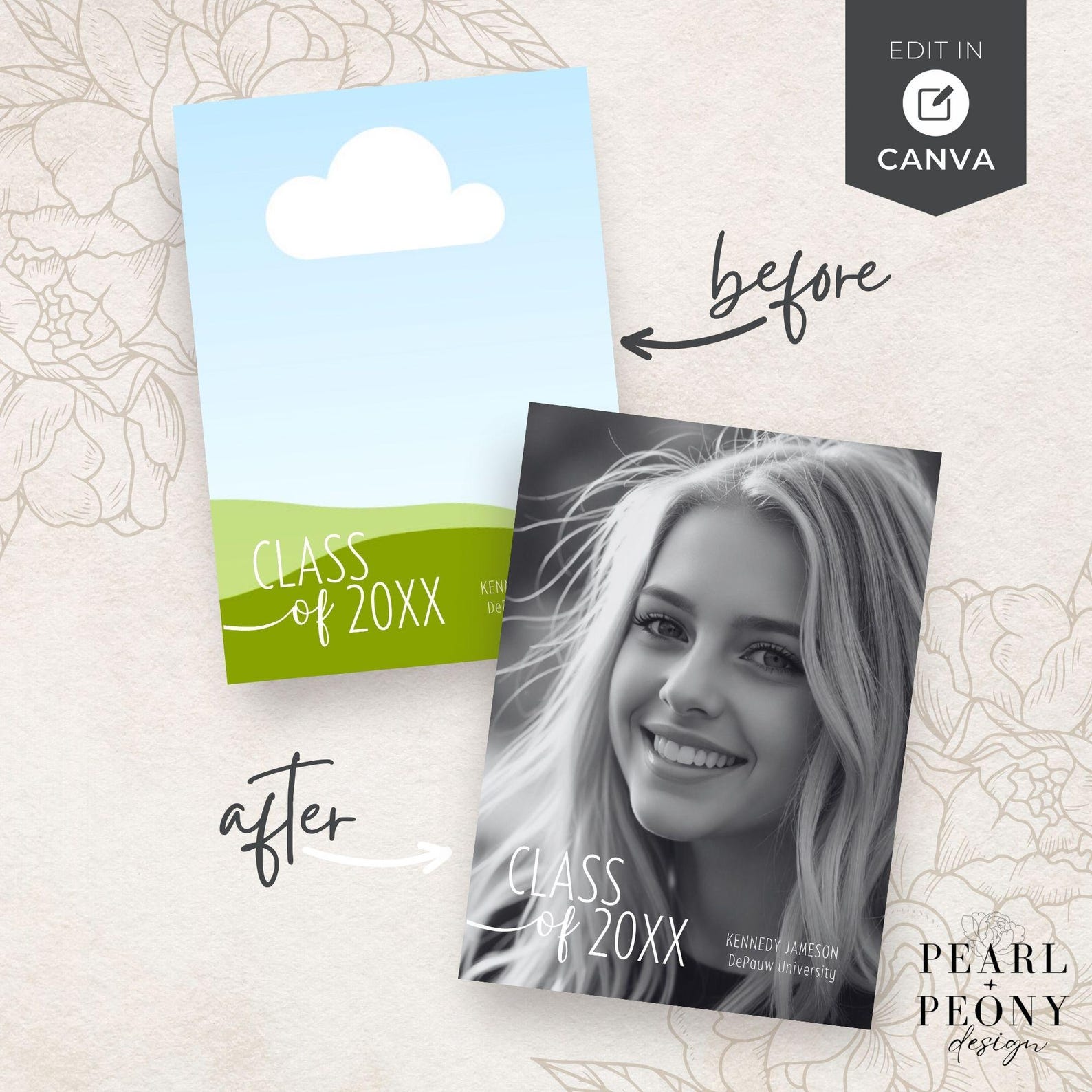 EDITABLE Graduation Party Invitation TEMPLATE, Photo Card Modern ...
