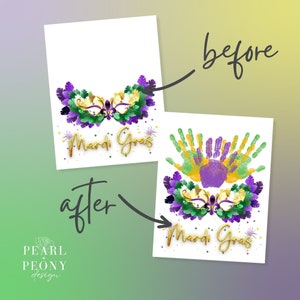 PRINTABLE Mardi Gras Handprint Art Craft for Kids, Mardi Gras Mask ...