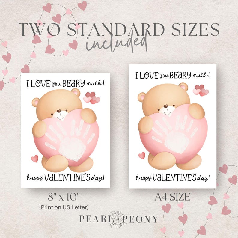 PRINTABLE Love You Beary Much Valentines Day Handprint Craft, DIY ...