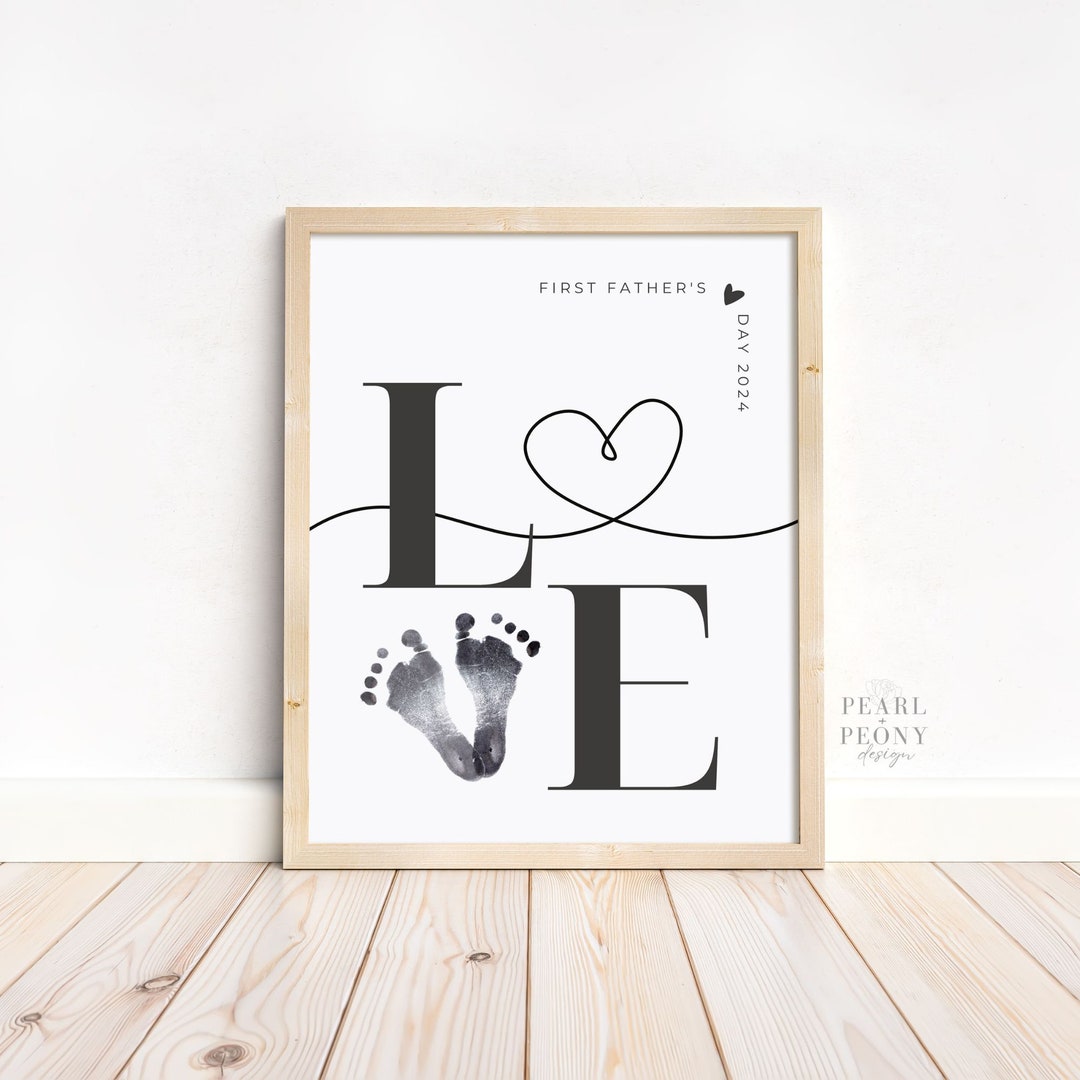 PRINTABLE First Fathers Day Footprint Art, Dad Grandpa Gift, 2024 ...