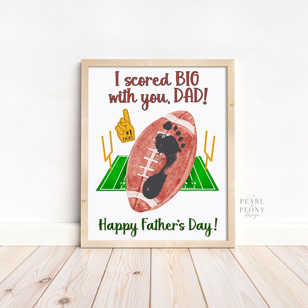 PRINTABLE Happy Fathers Day Dad Football Handprint Art Craft, Gift From ...