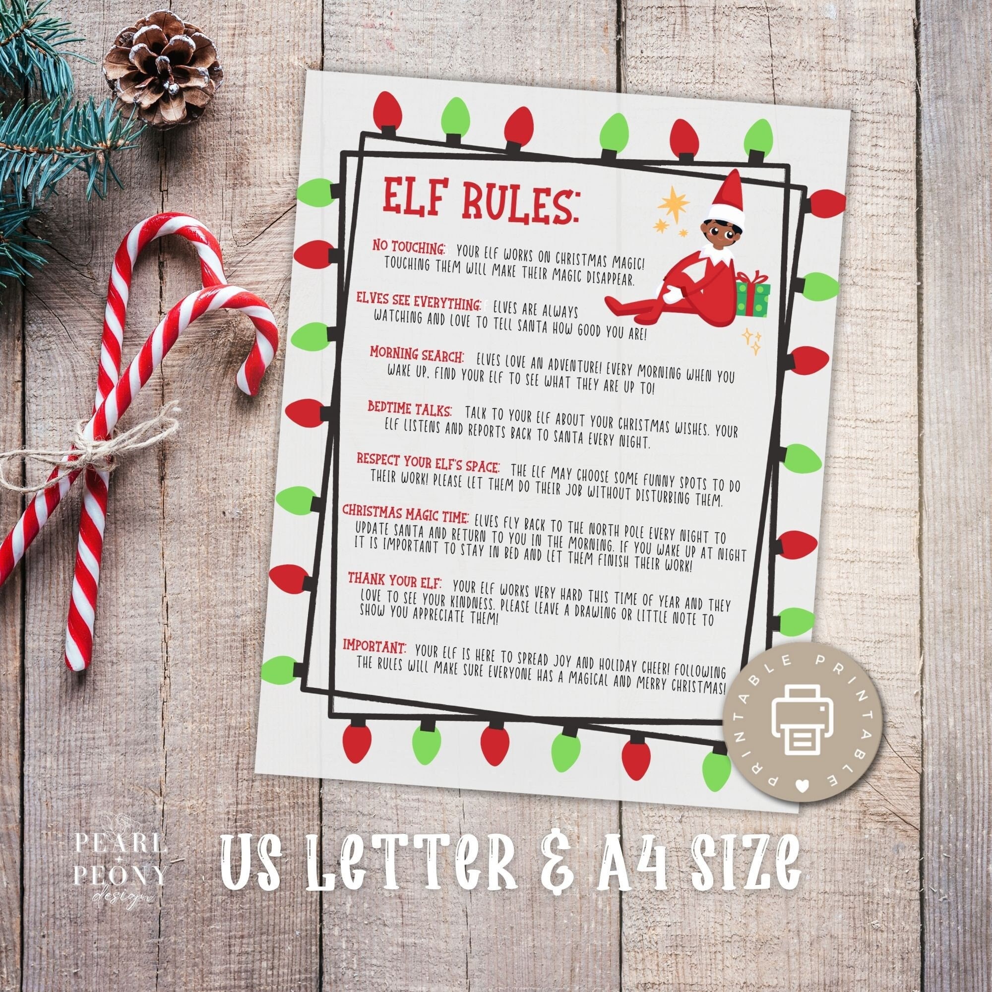 PRINTABLE Black Christmas Elf Rules Sign, Elf Magic Rules, Elf Arrival Rules, Do Not Touch Sign ...