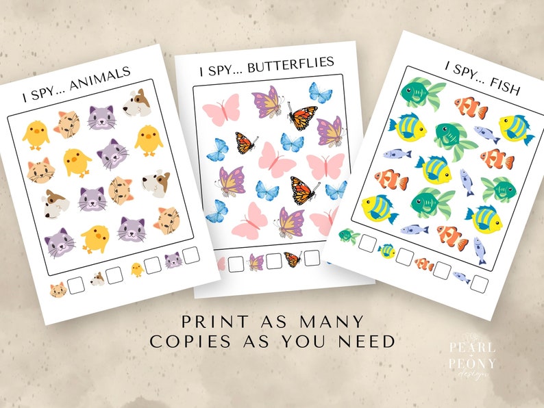 I SPY Counting Activity Sheets Bundle, Printable Game, Summer Activity ...