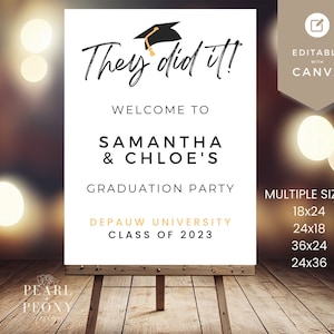 Dual Graduation Party Welcome Sign Template, Graduation Party Sign ...