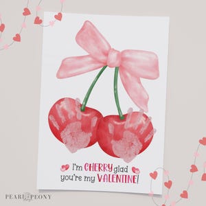 PRINTABLE Valentines Day Handprint Art, Coquette Cherry Craft Project ...