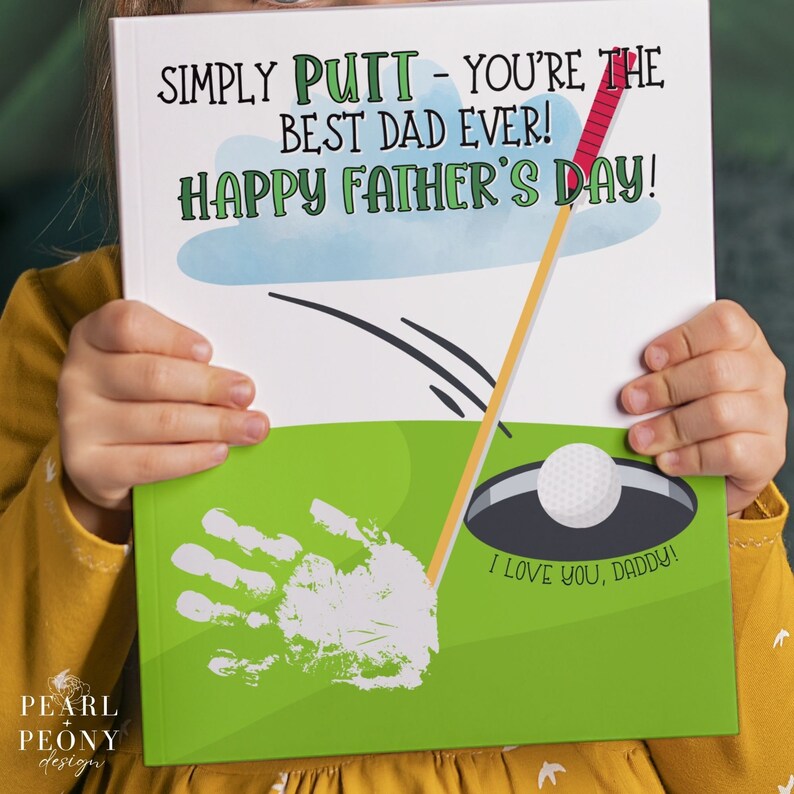 PRINTABLE Happy Fathers Day Golf Handprint Art Craft, Gift From Kids ...
