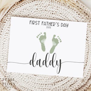 PRINTABLE First Fathers Day Handprint Footprint Art, Personalized Gift ...