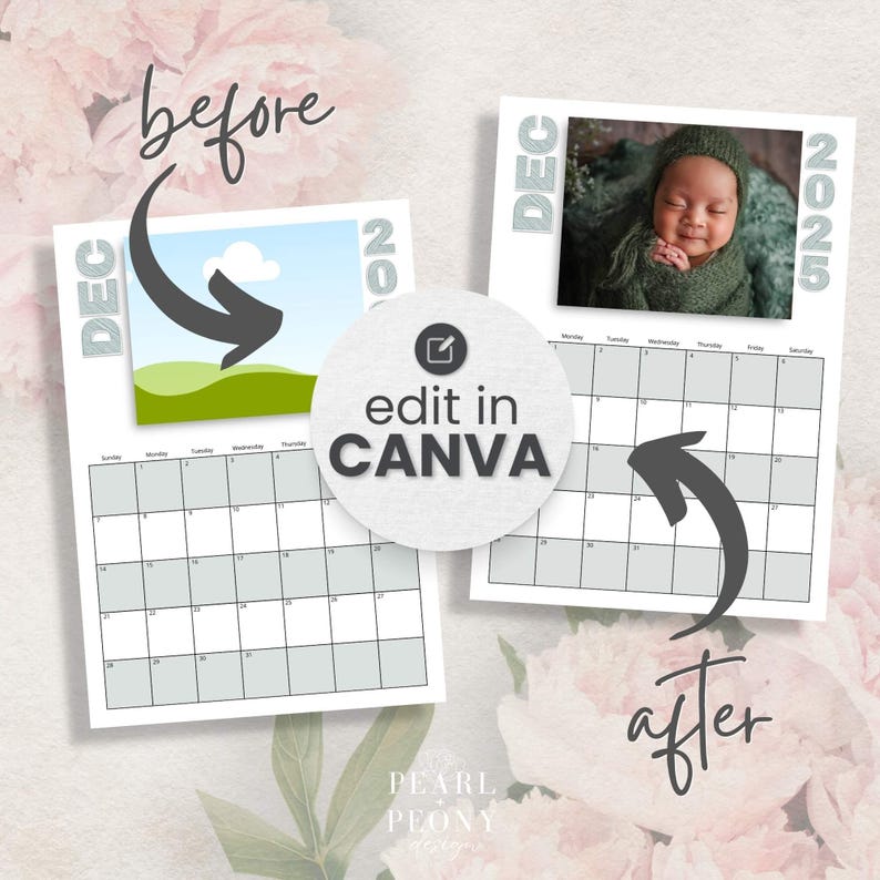 2025 Personalized Photo Calendar Template, Custom Monthly Pages, DIY ...