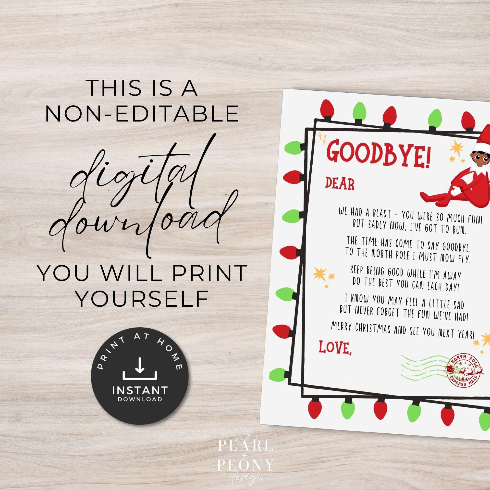 PRINTABLE Christmas Goodbye Letter, Black Elf Farewell Letter, Goodbye ...