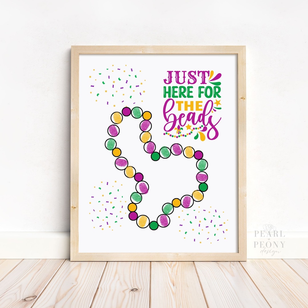 PRINTABLE Mardi Gras Handprint Art Craft for Kids, Mardi Gras Beads ...
