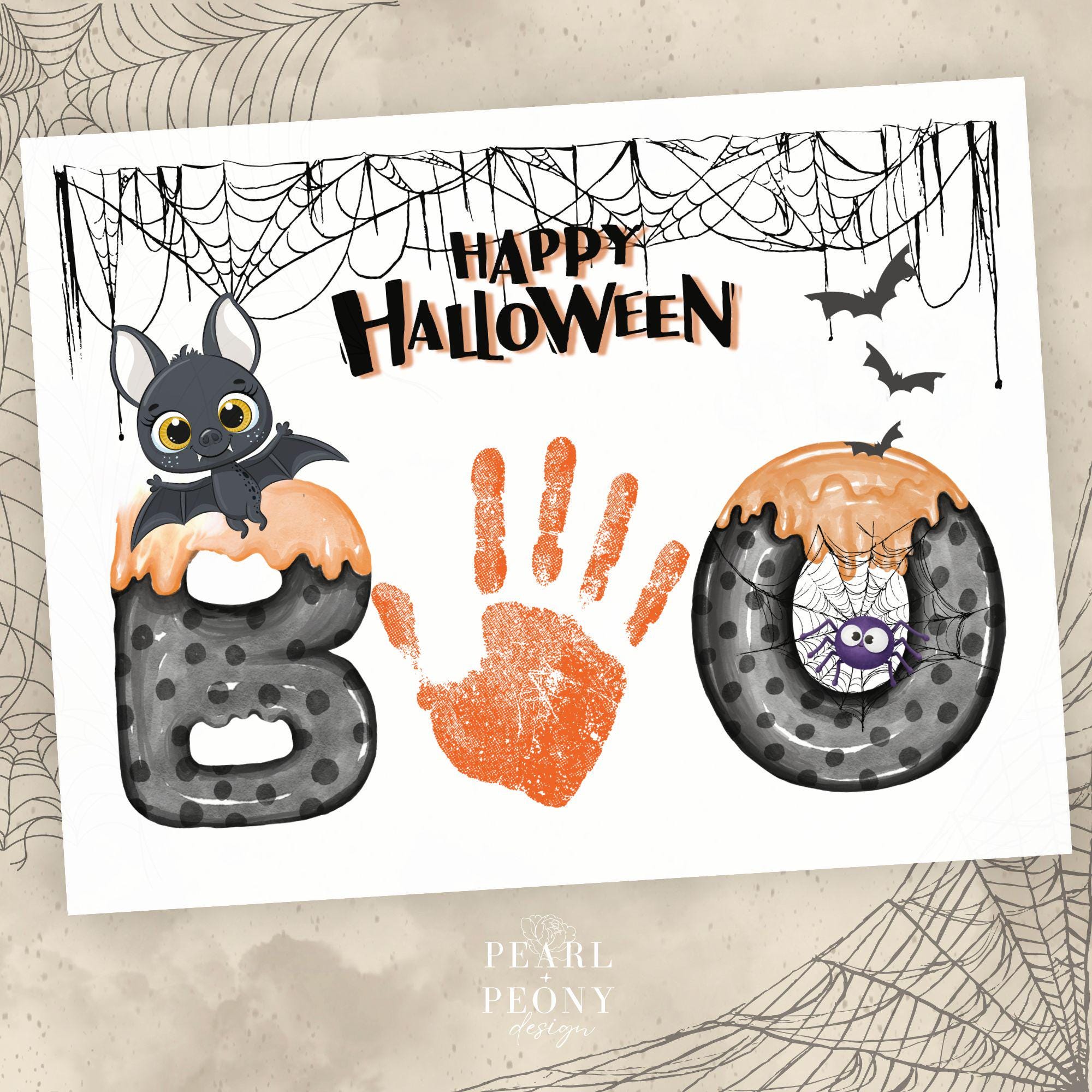 PRINTABLE Halloween Handprint Art, BOO Handprint Fall Art Craft ...