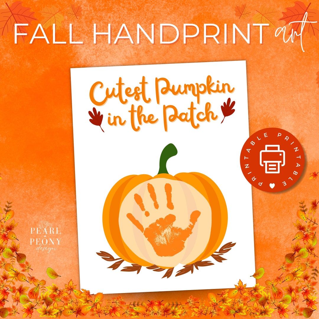 PRINTABLE Pumpkin Handprint Art, Thanksgiving Pumpkin Fall Art Print ...