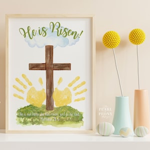PRINTABLE Easter Handprint Art Craft for Kids, He is Risen Keepsake Art ...