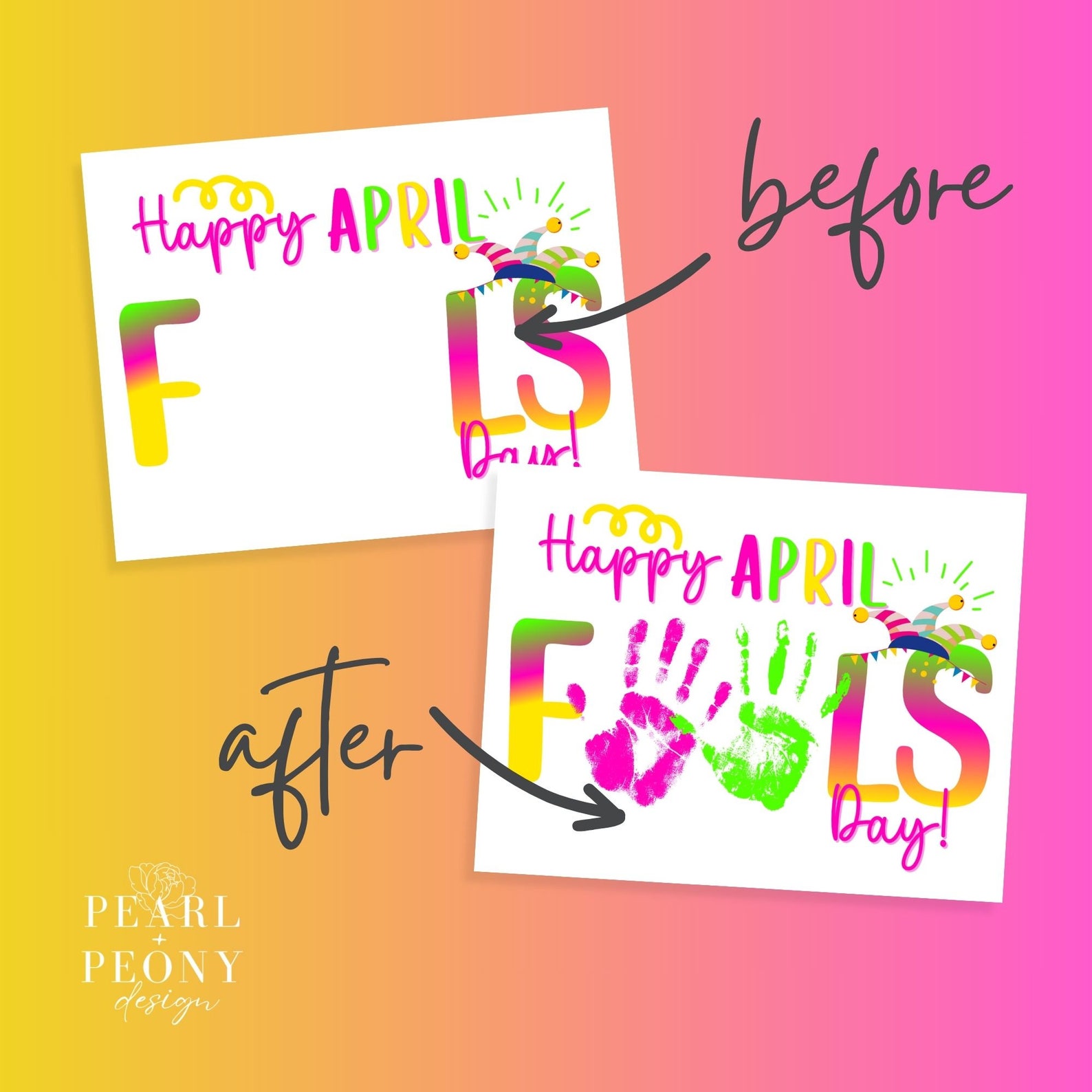 PRINTABLE April Fools Day Handprint Art Craft for Kids, Keepsake Art ...