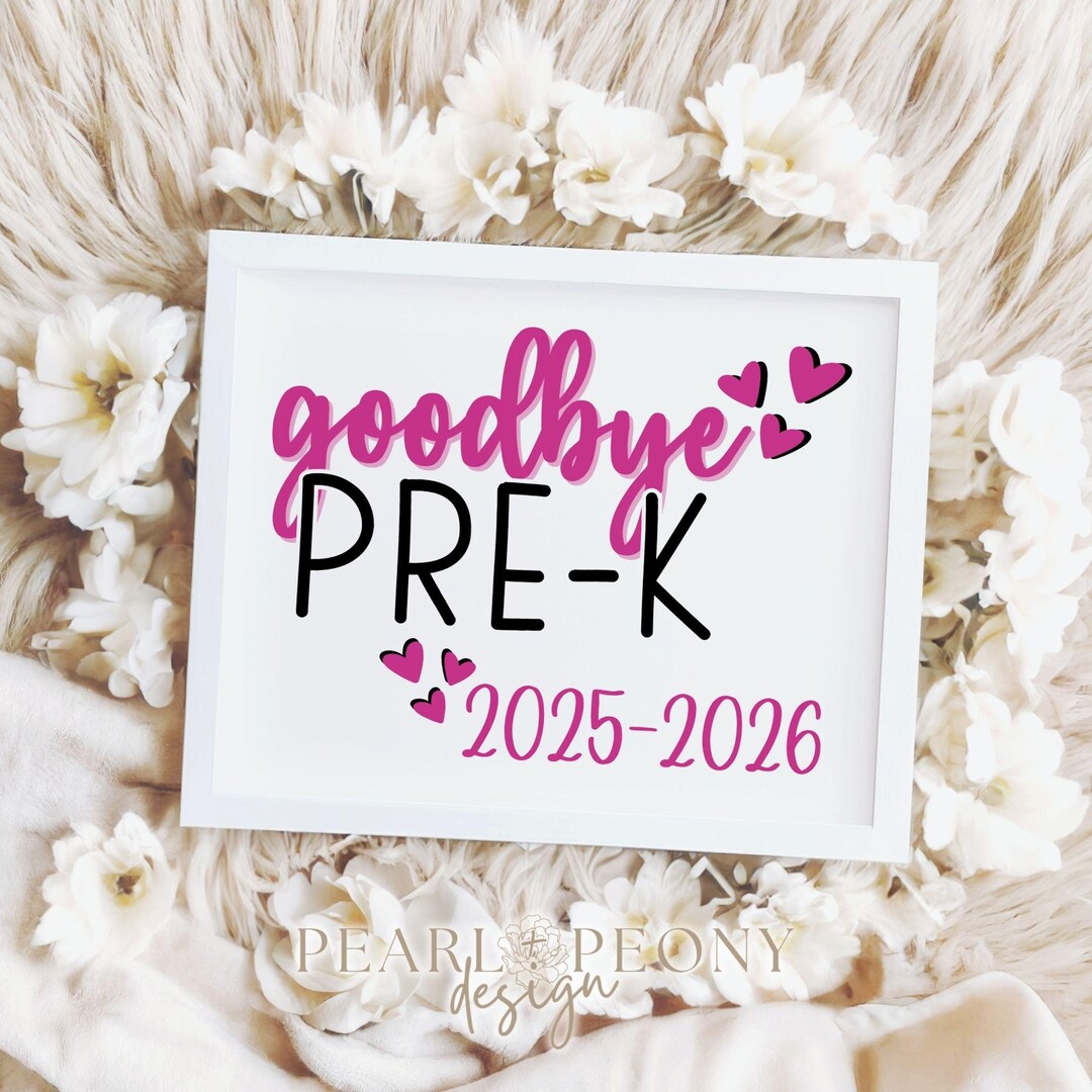 PRINTABLE Pink Preppy Last Day of Pre-k Sign, Goodbye Pre-k Grade, Prek ...