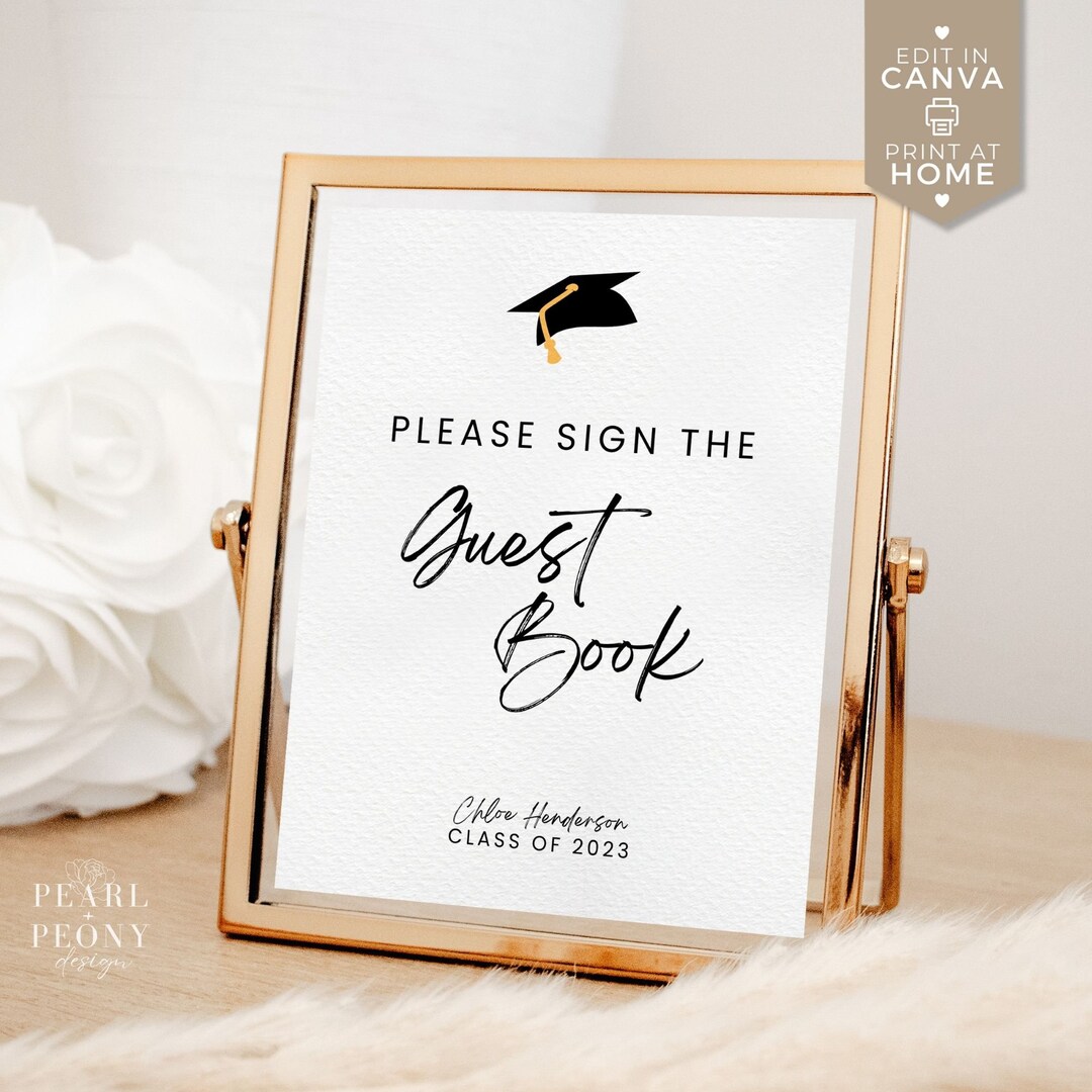 Graduation Party Guest Book Table Sign Template | Printable Graduation ...