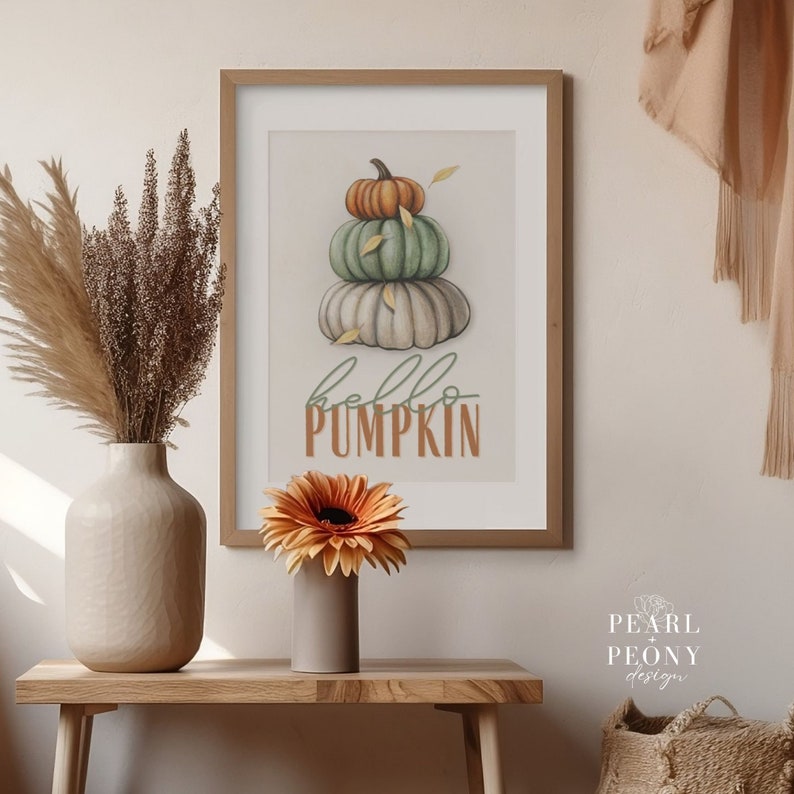 PRINTABLE Pumpkin Wall Art, Hello Pumpkin Print, Watercolor Pumpkin ...