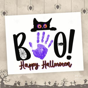 PRINTABLE Halloween Handprint Art, BOO Handprint Fall Art Craft ...