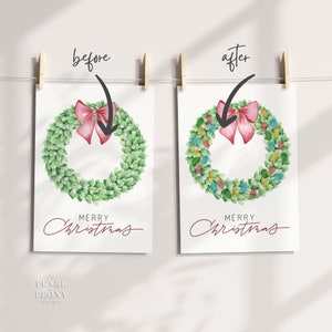 PRINTABLE Christmas Handprint Art, Wreath Thumbprint Craft, Preschool ...