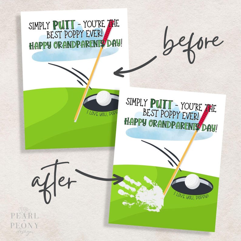 PRINTABLE Grandparents Day Handprint Art Craft for Poppy, Golf Keepsake ...