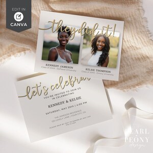EDITABLE Dual Graduation Party Invitation TEMPLATE, Joint Twins ...