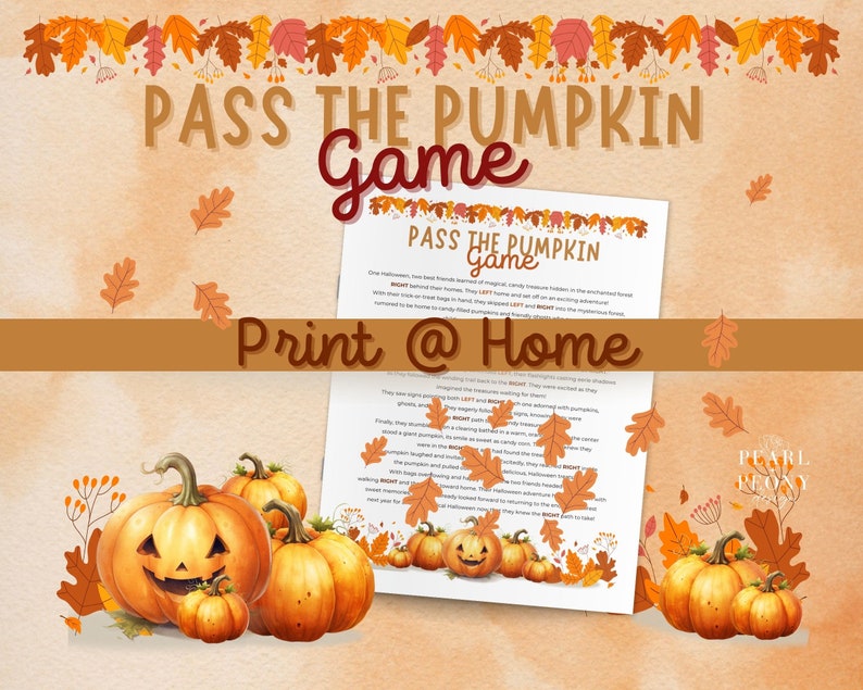 PRINTABLE Pass the Pumpkin Halloween Game, Left Right Game, Halloween ...
