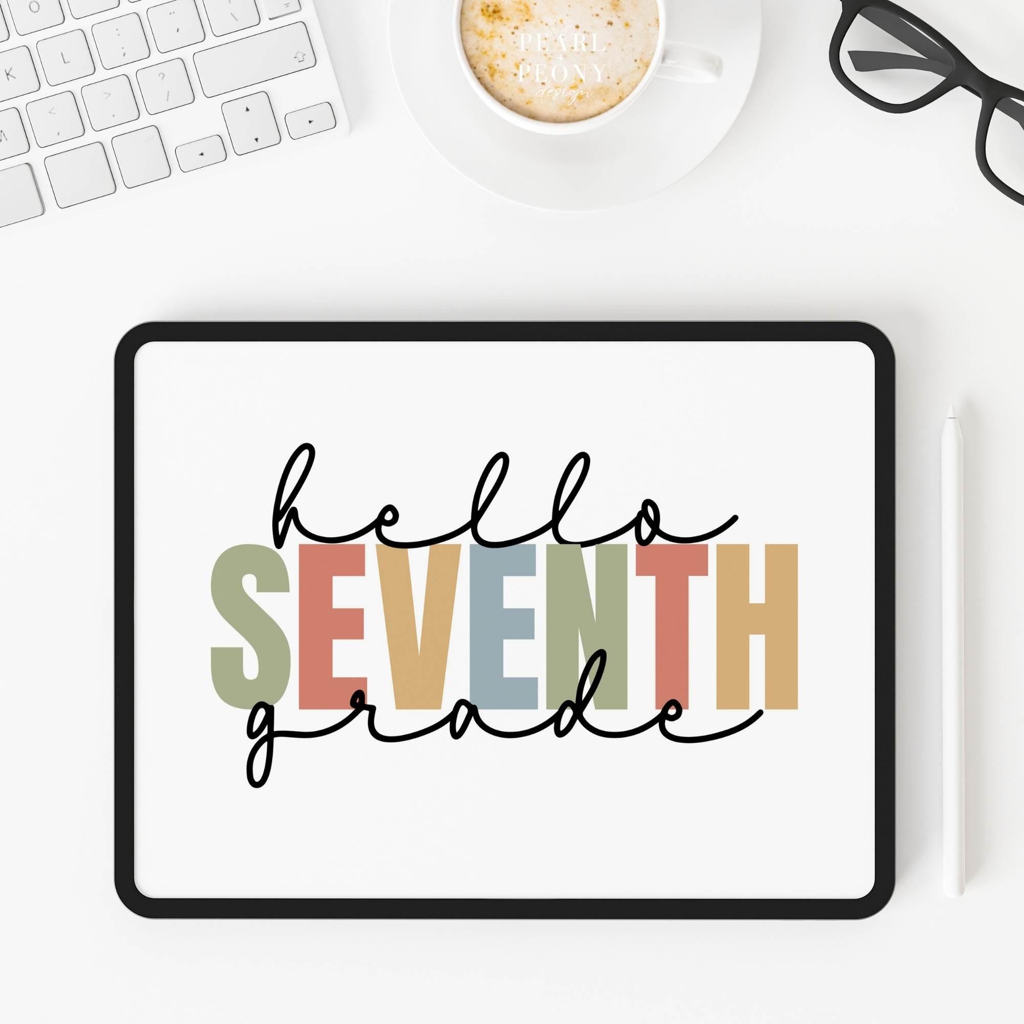 PRINTABLE 2024 Boho First Day of Seventh 7th Grade Sign, Aesthetic Back ...