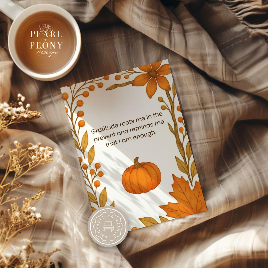 PRINTABLE Thanksgiving Gratitude Affirmation Cards, Fall Mindfulness ...