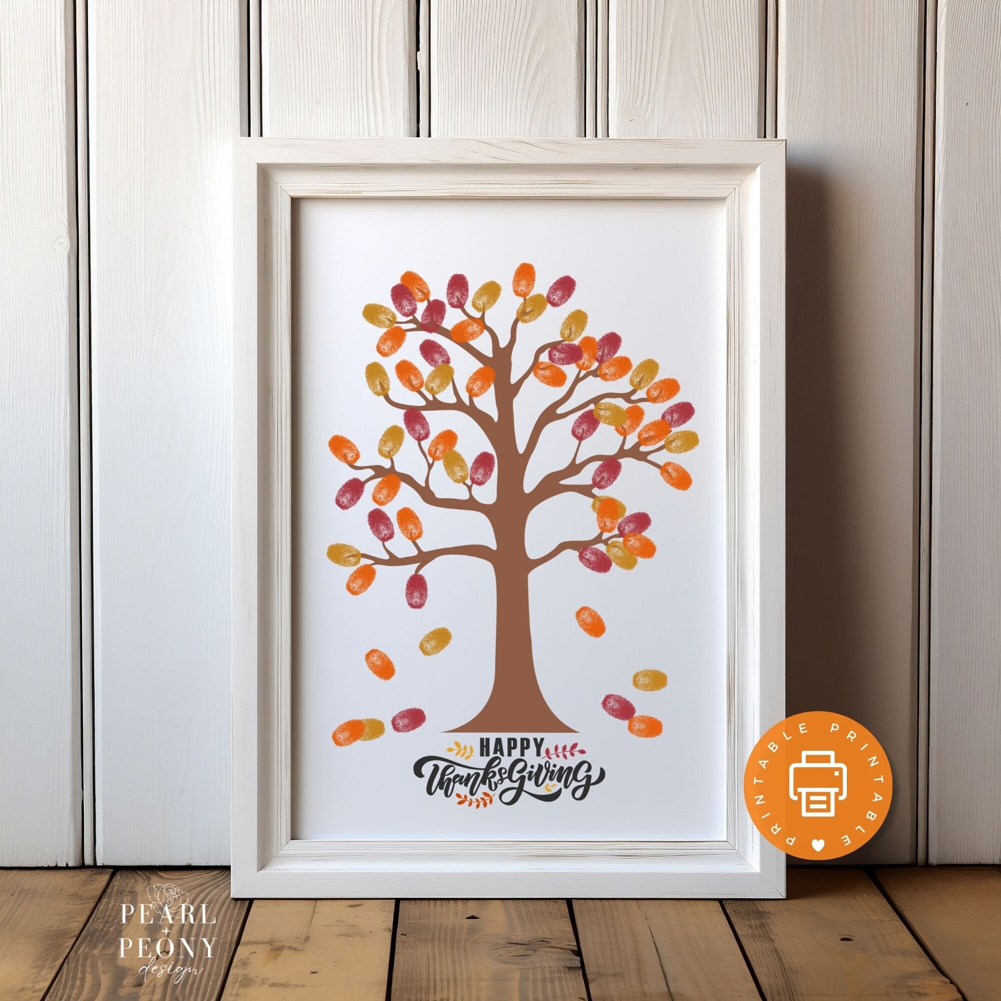 PRINTABLE Fall Leaves Handprint Art, Thanksgiving Thumbprint Craft ...