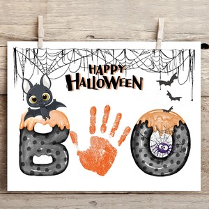 PRINTABLE Halloween Handprint Art, BOO Handprint Fall Art Craft ...