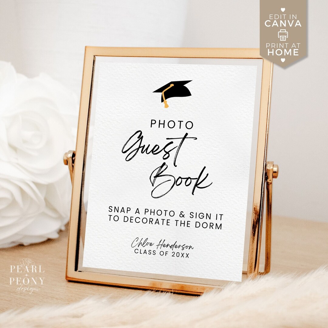 Graduation Photo Guest Book Sign Template | Photo Guestbook Sign ...