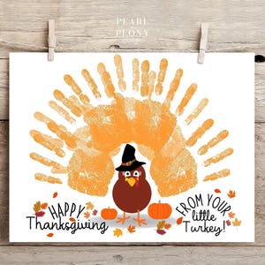 PRINTABLE Thanksgiving Handprint Art Craft, DIY Handprint Fall Art, Pre ...