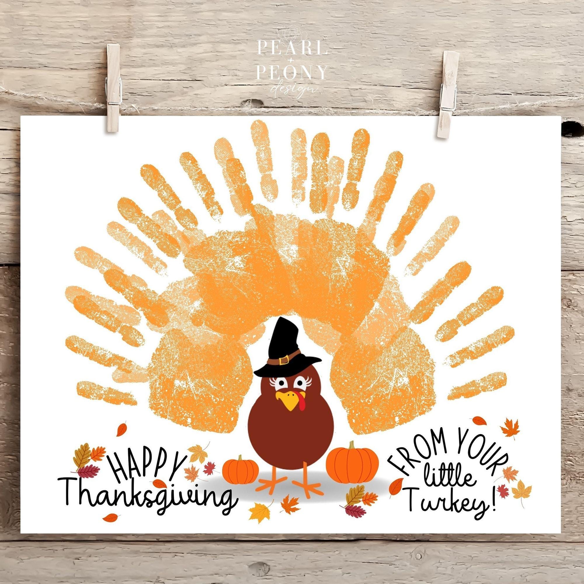 PRINTABLE Thanksgiving Handprint Art Craft, DIY Handprint Fall Art, Pre ...