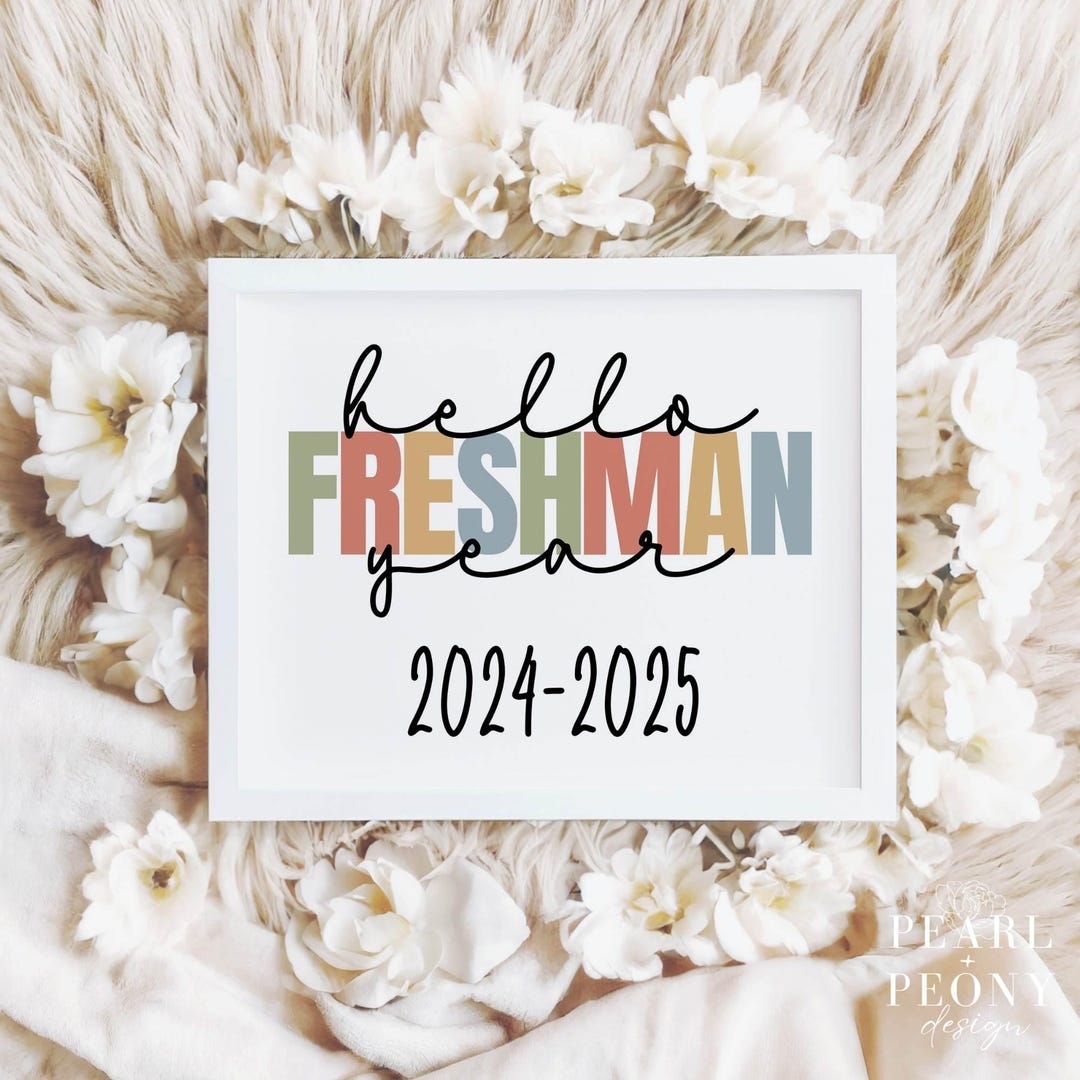 PRINTABLE Boho First Day of Ninth Grade, Aesthetic Hello Freshman Year ...