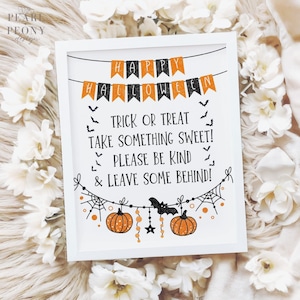 PRINTABLE Cute Halloween Candy Bowl Sign, Please Take One Trick or ...