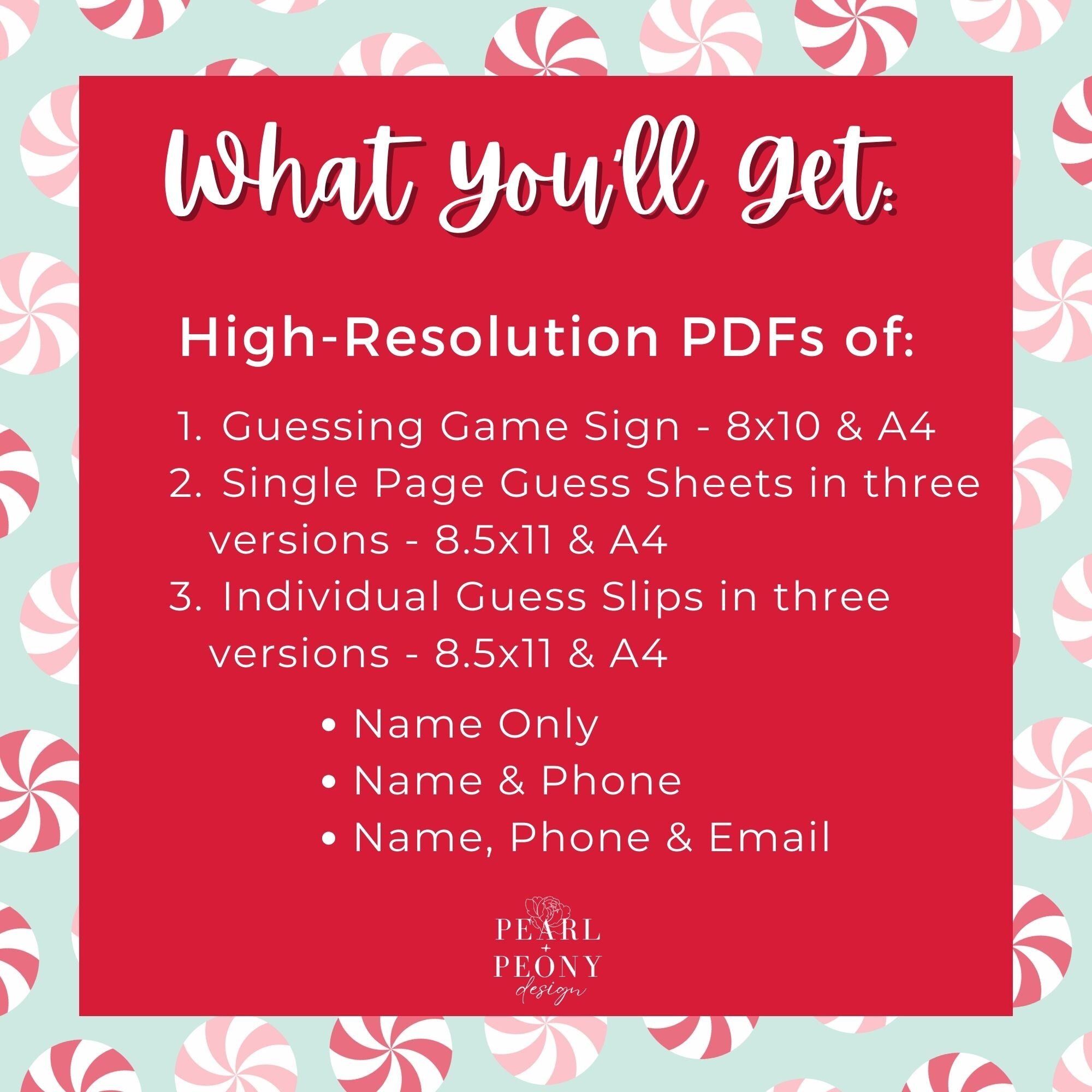 PRINTABLE Christmas Candy Guessing Game, Holiday Birthday Party Game ...