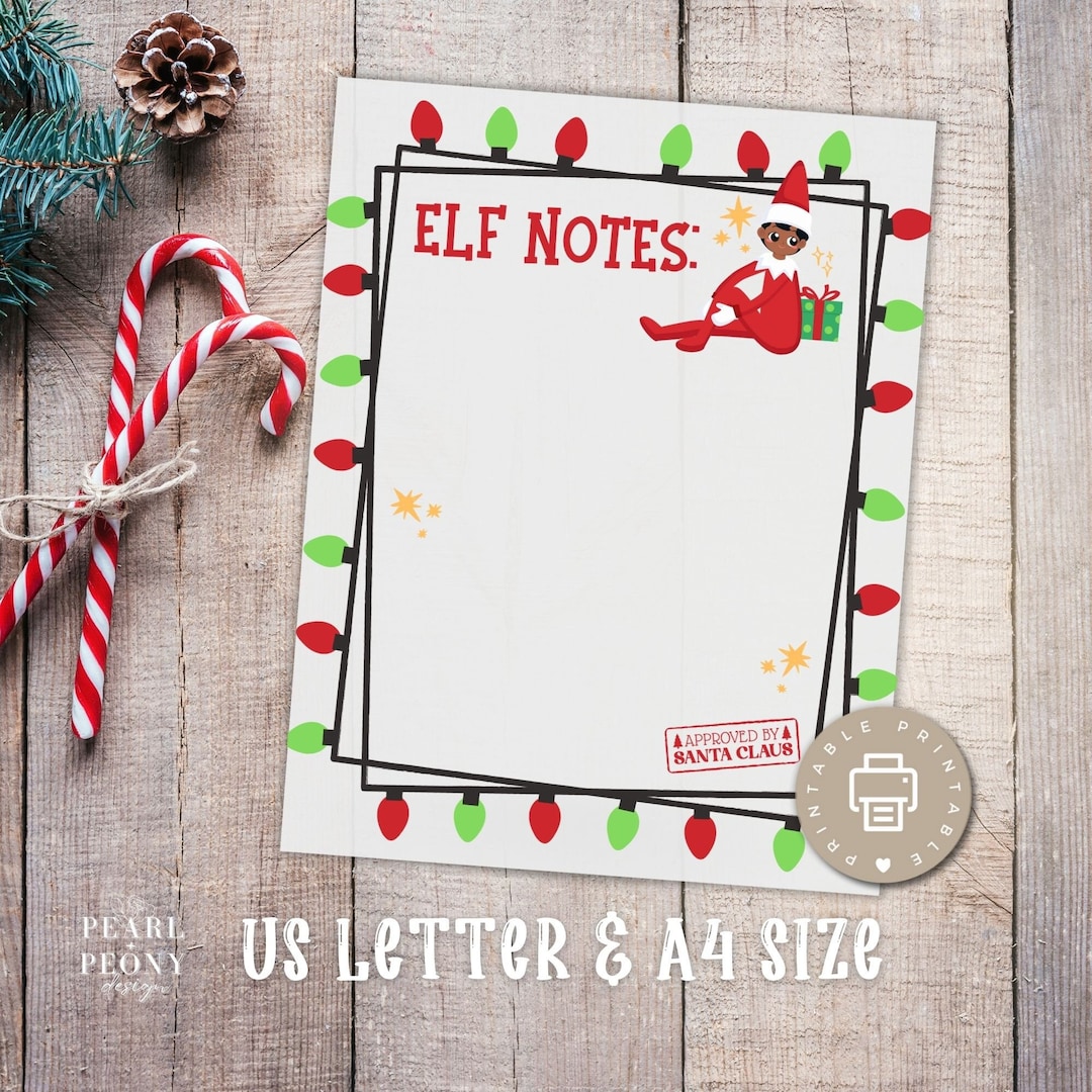 PRINTABLE Black Christmas Elf Notes, Personalize Notes From Your Elf ...