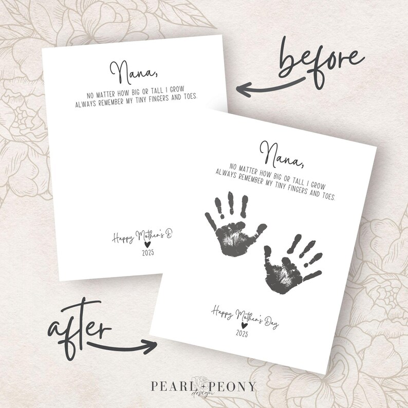 PRINTABLE Nana Mothers Day Handprint Footprint Art Craft, Baby Keepsake ...