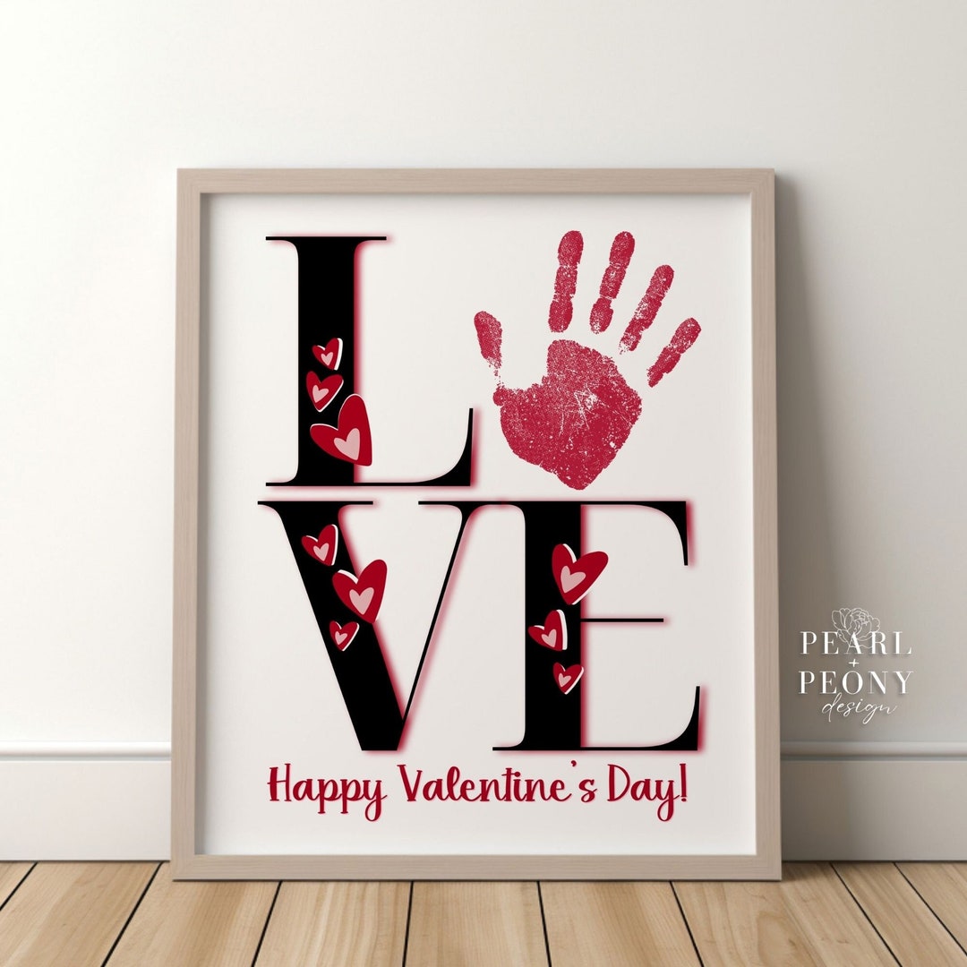 PRINTABLE Valentines Day Handprint Art Craft for Kids, Keepsake Art ...