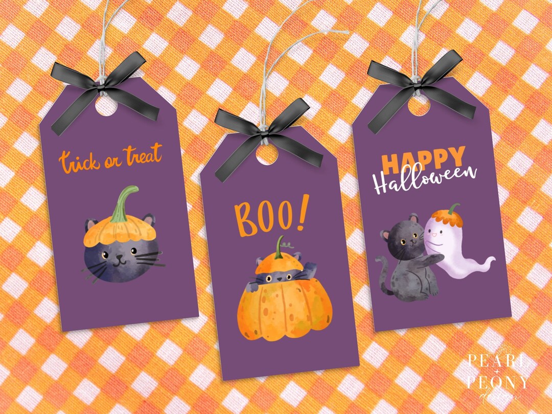 PRINTABLE Halloween Gift Tag, Classroom Trick or Treat Favor Bag Tag ...