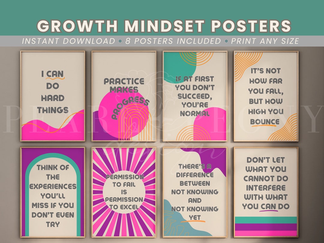 PRINTABLE Growth Mindset Poster Bundle, Boho Classroom Decor, Calm Down ...