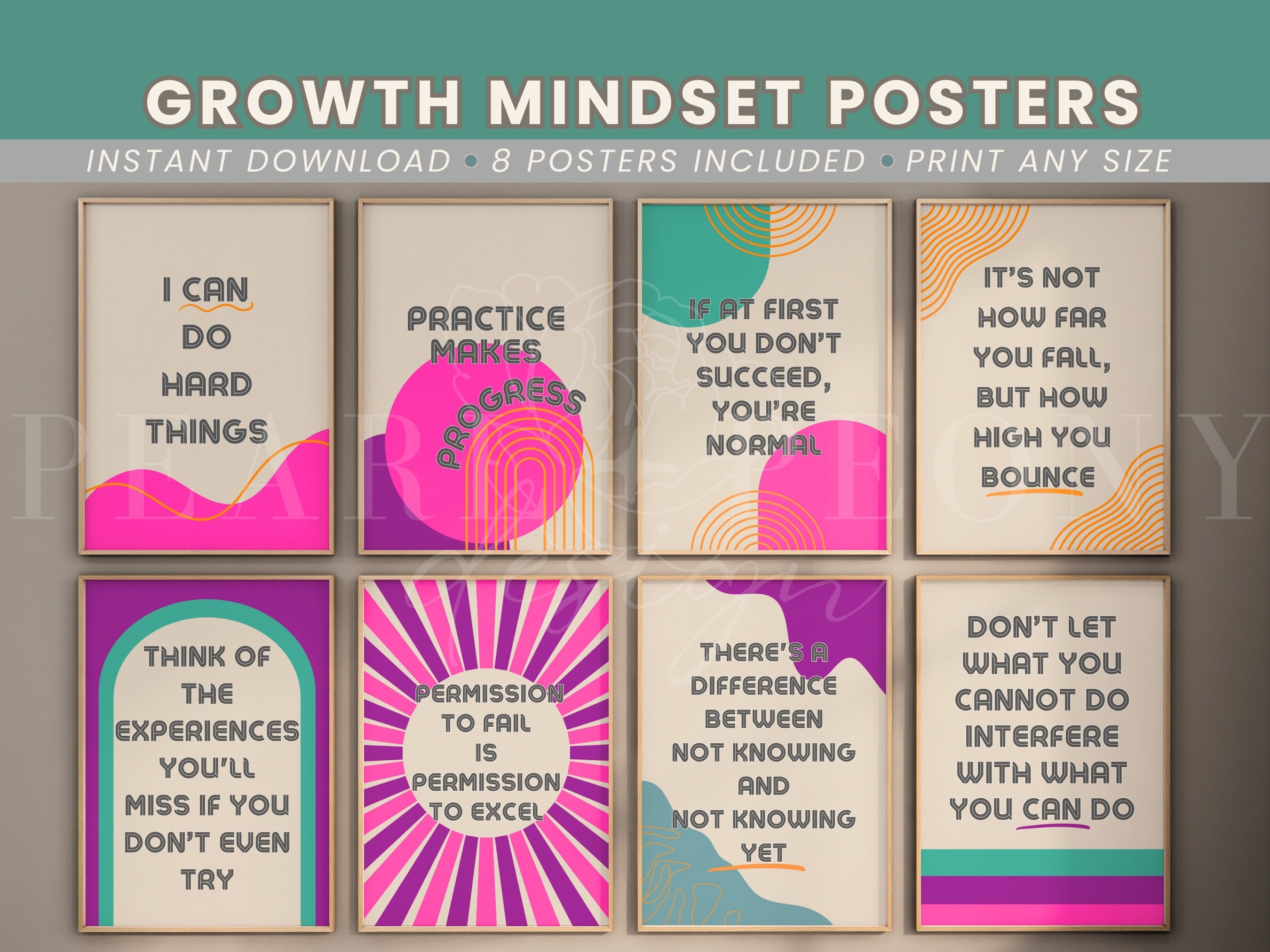 PRINTABLE Growth Mindset Poster Bundle Boho Classroom Decor - Etsy