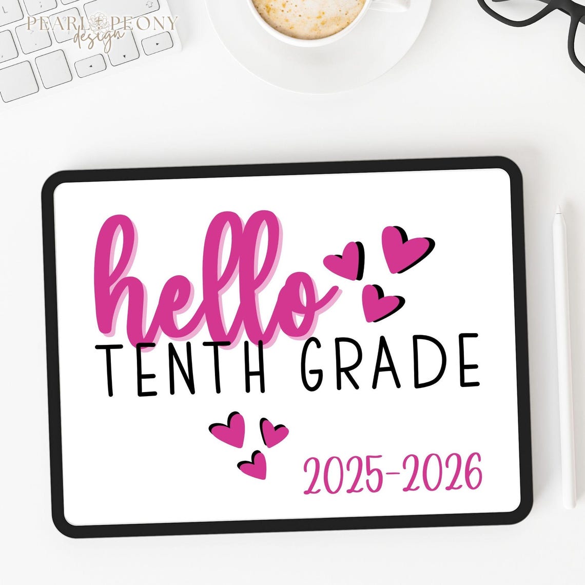 PRINTABLE Pink Preppy First Day of Tenth Grade, Hello Sophomore Year ...