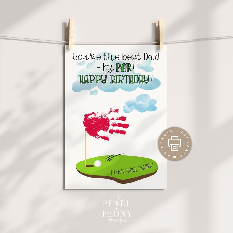 PRINTABLE Happy Birthday Dad Golf Handprint Art Craft, Gift From Kids ...