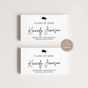 EDITABLE Graduation Name Card Insert Template, Grad Announcement Insert ...