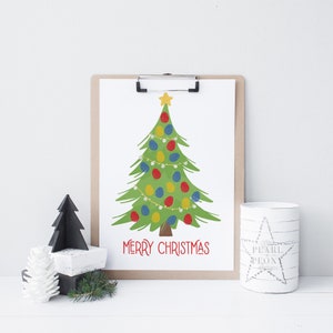 PRINTABLE Christmas Handprint Art, Tree Thumbprint Craft, Preschool ...