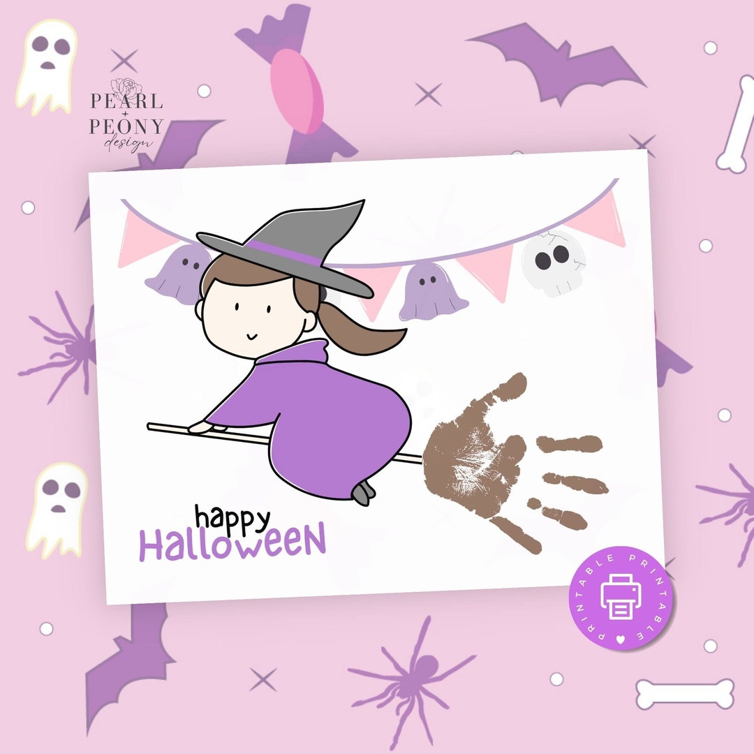 PRINTABLE Halloween Handprint Art, Witch Happy Halloween Craft, Kids ...